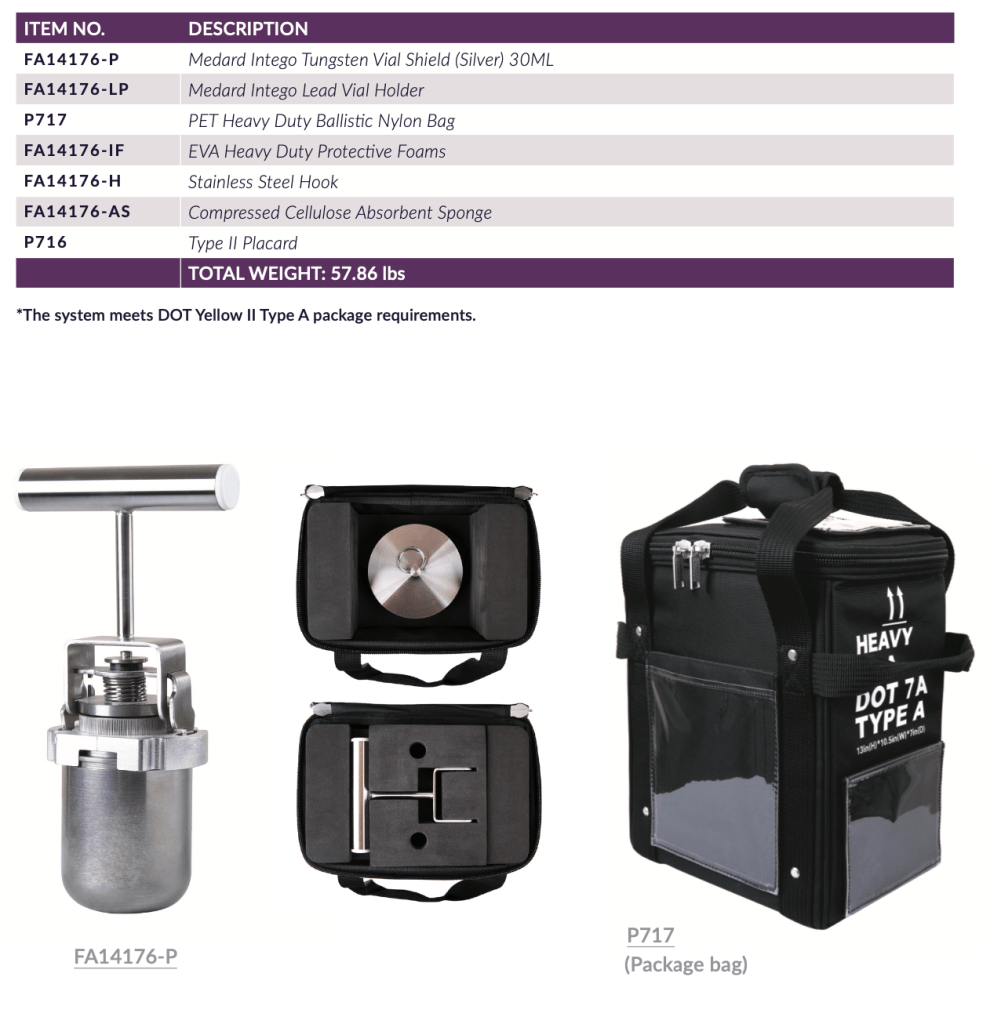 Tungsten Vial Shield Shipping System for Medrad® Intego™ PET Infusion ...
