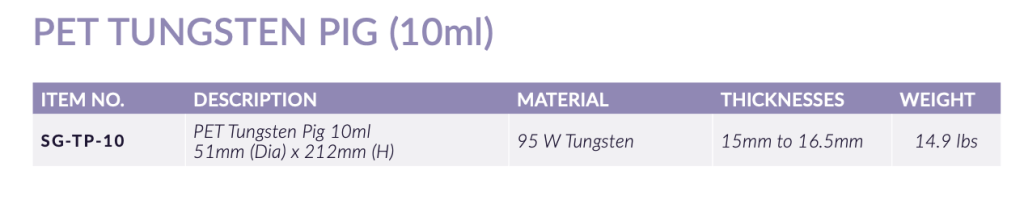 Tungsten Syringe Pig – SHIELDS FOR LIFE